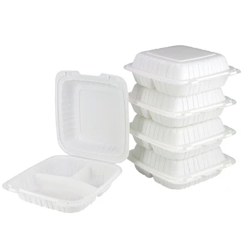 Eco-friendly Takeout 8 X 8" Hinged Microwave Containers Mineral Filled ...
