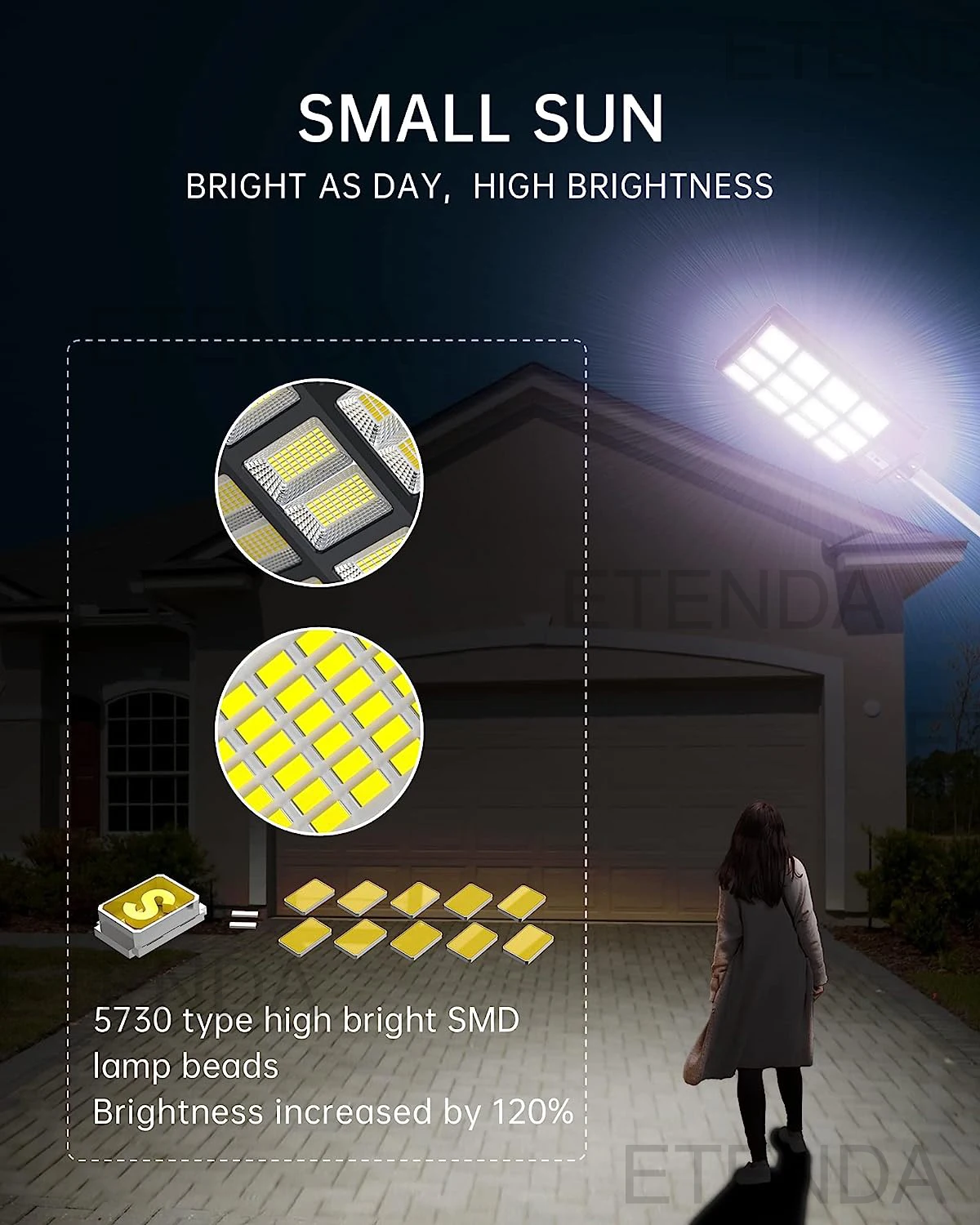 Solar Reflector Led Lamp 6000k Outdoor Waterproof All In One Solar ...