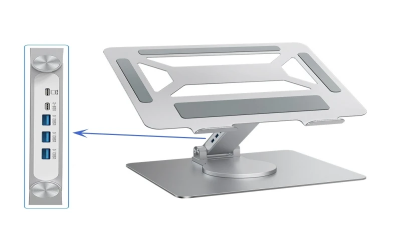 360 Rotation Aluminium Laptop Stand With Type C Docking Station 4 In 1 ...