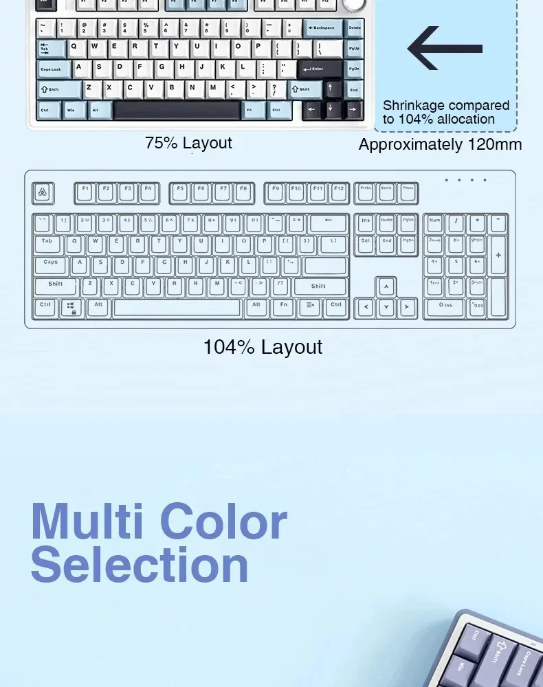 AULA F75 RGB LED 75% Keyboard OEM Logo Wired USB & 2.4G Wireless Gaming ...