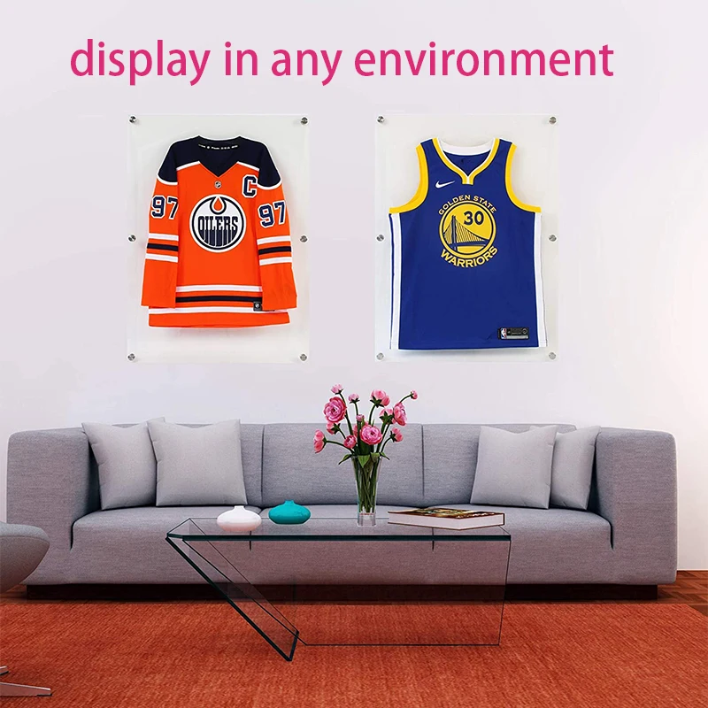 Clear Acrylic T Shirt Display Cabinets Box Wall Mounted Jersey Displays ...
