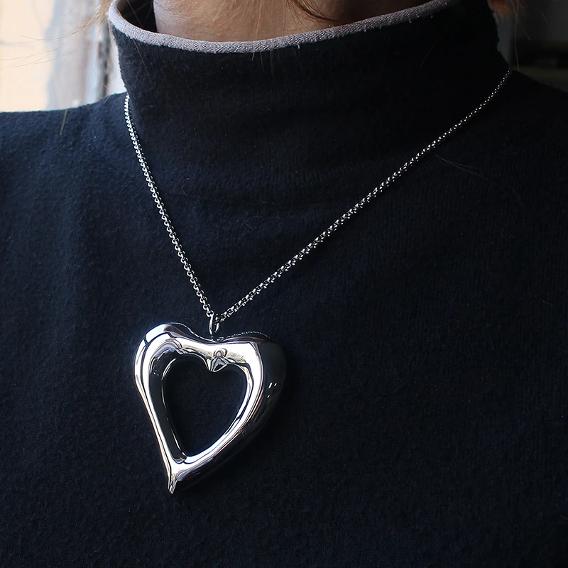 Stainless Steel Heart Pendant Necklace - Romantic Gift