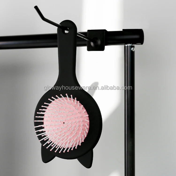 Gloway New Arrival Custom Logo Black Cat-Shape Detangling Paddle ...