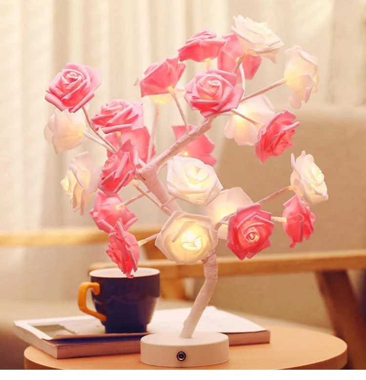Hot Sell Usb Battery Led Lamp Rose Flower Tree Light Decorative Led ...