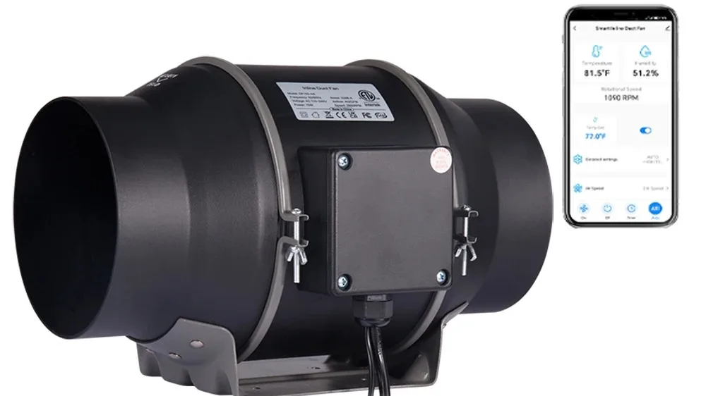 6 Inch Smart Inline Duct Ventilation Fan,Carbon Filter,Ducting With Temperature Humidity App ...