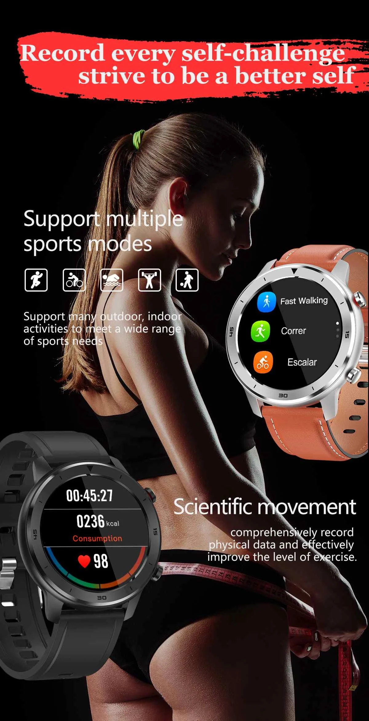 DT78 Smart Watch - IP68 Waterproof Fitness Tracker for Men
