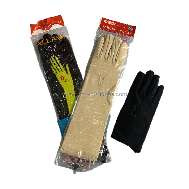 2023 Hot Selling New Design Muslim Lady Full Finger Gloves Rose ...
