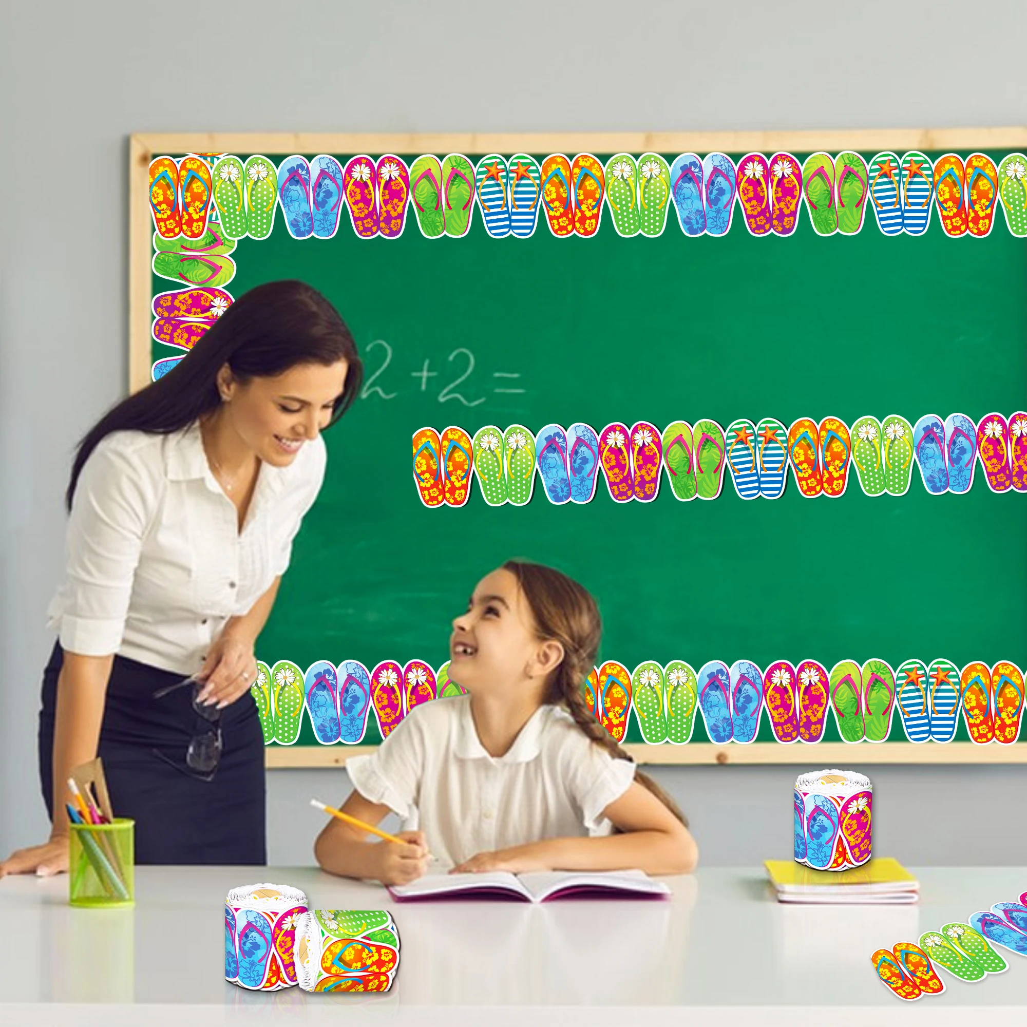 Jt058 Flip Flop Bulletin Board Borders Trim Stickers Roll Self Adhesive ...