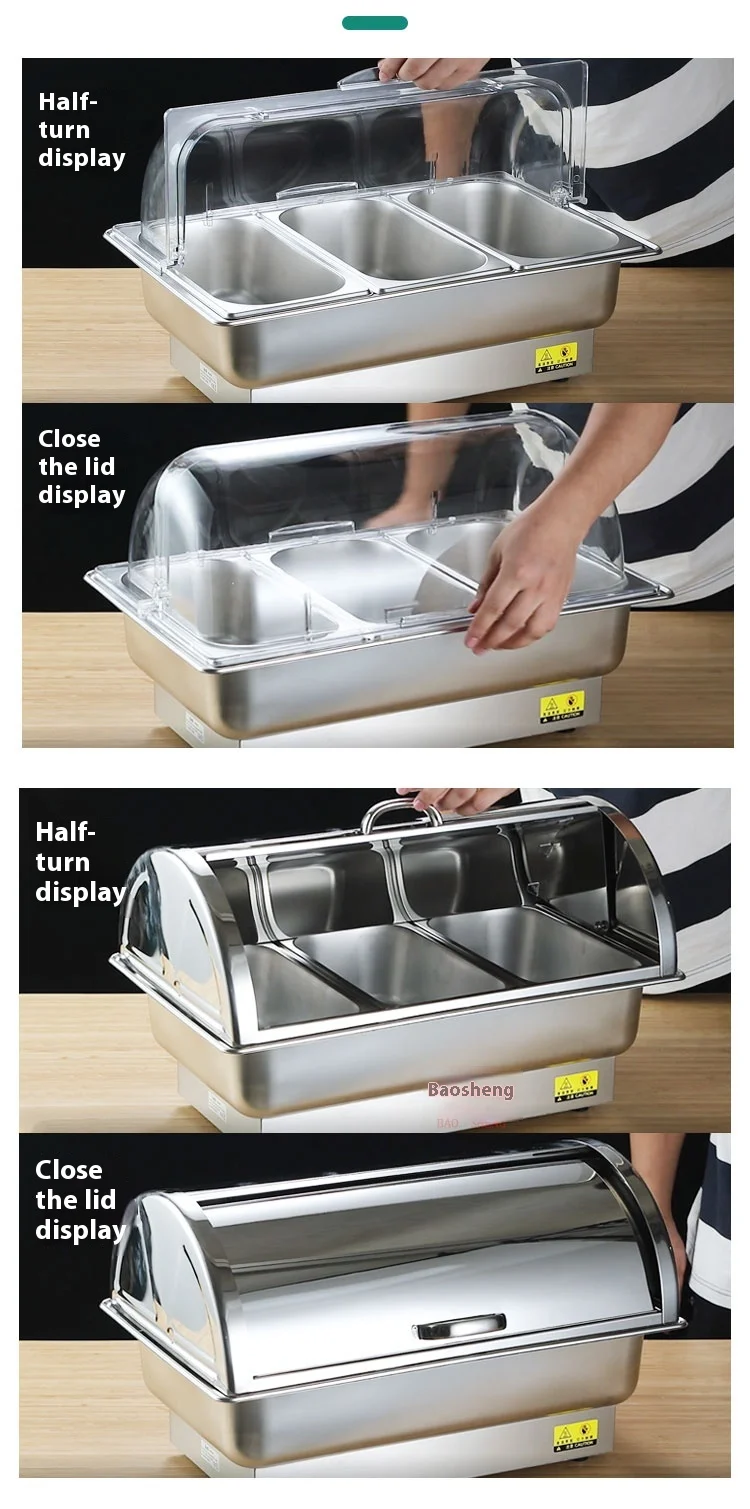 Transparent Stainless Steel Flip-Top Food Display Pot for Bread Cake ...