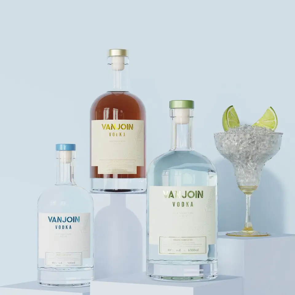 Vanjoin 200ml 375ml 500ml 750ml 1000ml Transparent Round Empty Flint ...