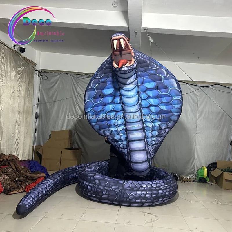Customized Inflatable Snake Model Bule Inflatable Cobra For Carnival ...