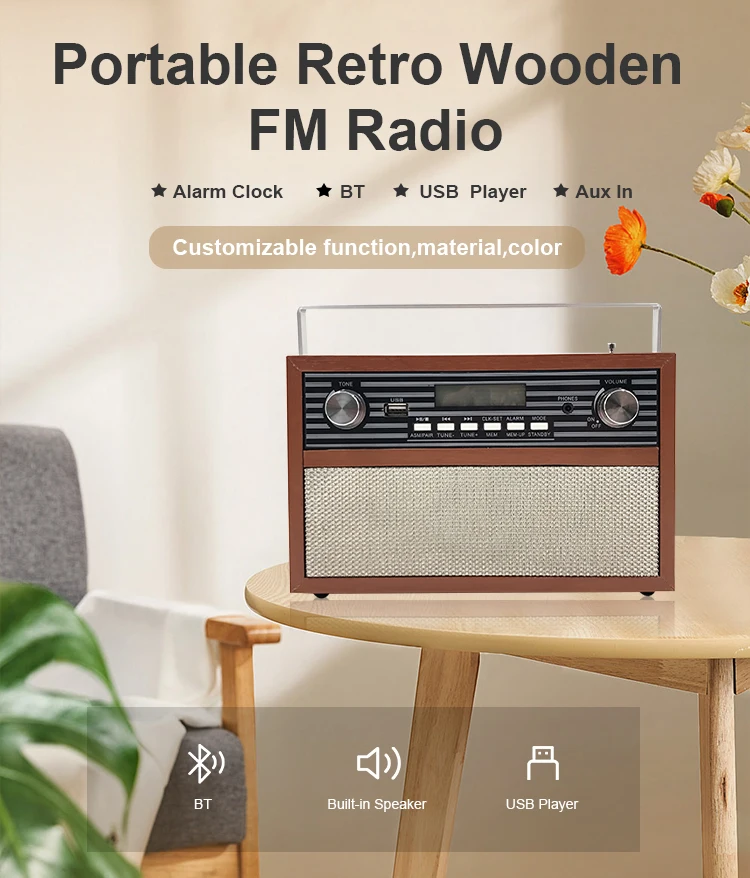 Portable Usb Player Rotary Retro Radio Mp3 Player Fm Am Radio Alarm ...