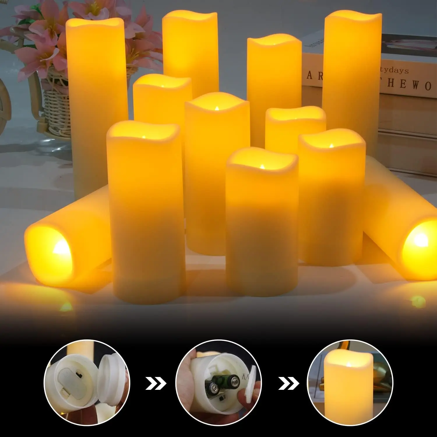Remote Control Rechargeable LED Electronic Candle Light Creative Light ...