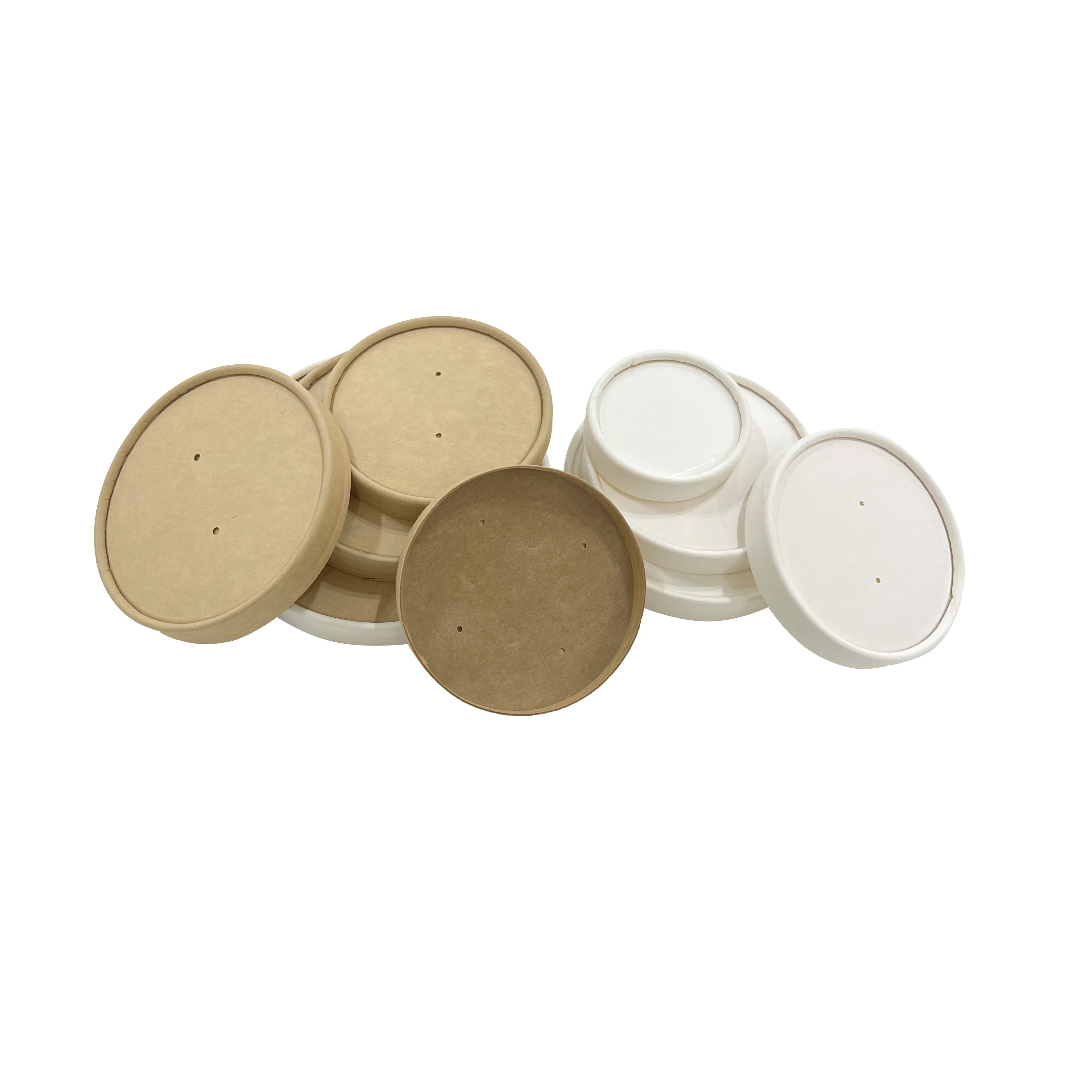 White Bowl Lid Custom Sized Biodegradable Paper Lids Covers for Kraft ...