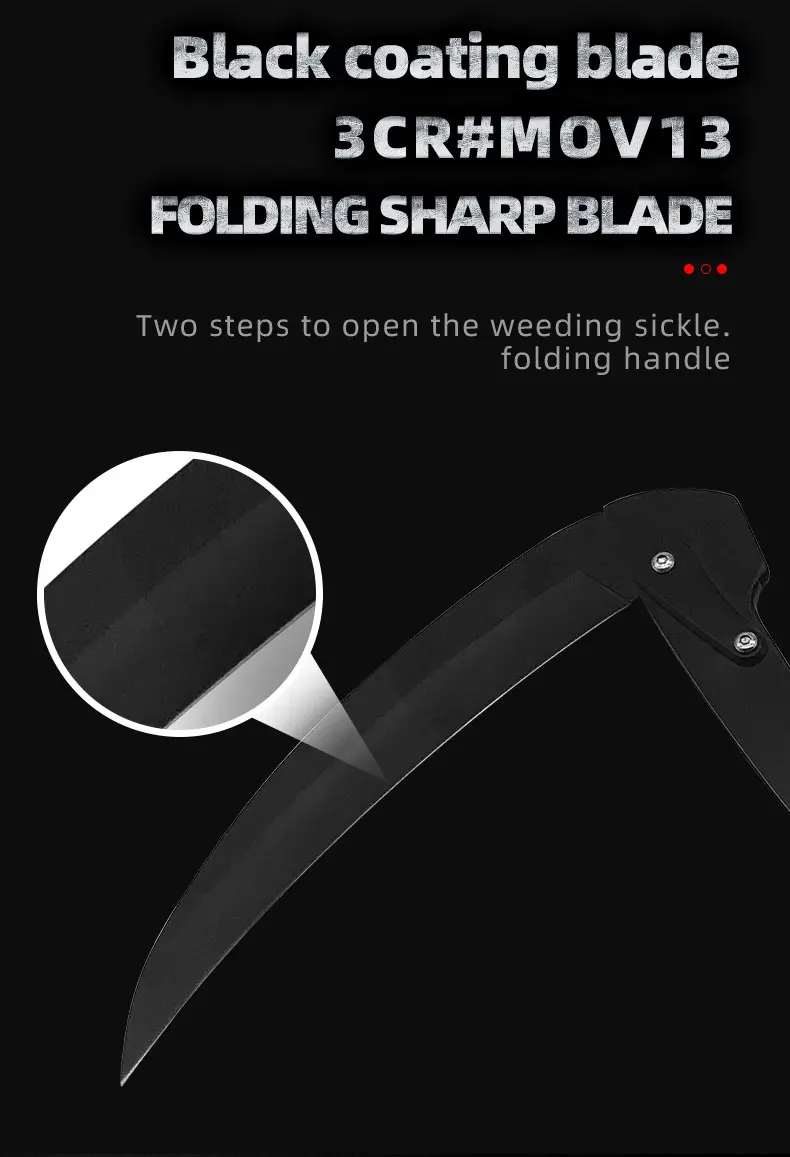 Black Sharp Edge Folding Sickle - Garden & Survival Tool