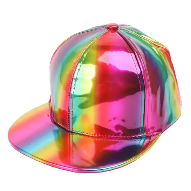 Fashion Hip Hop Hat Street Dance Hat Colorful Pu Leather Baseball Cap ...