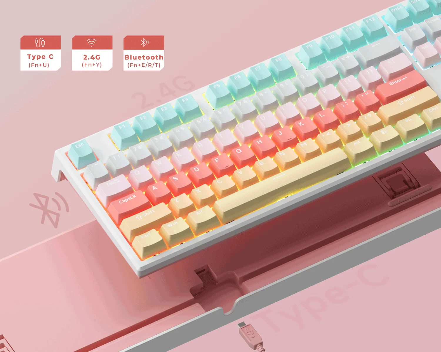 Monsgeek Mg108b Ice-cream Keyboard 108 Keys Rgb Backlight 2.4ghz ...