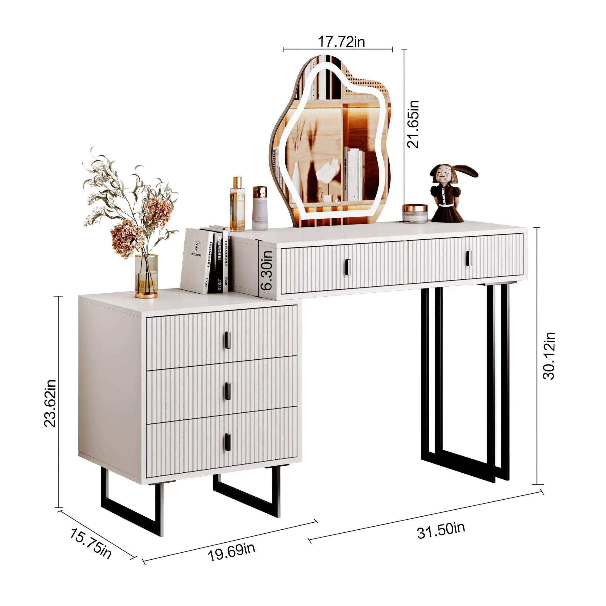 Modern Coiffeuse Avec Miroir Vanity Table Wooden Dressing Table With ...