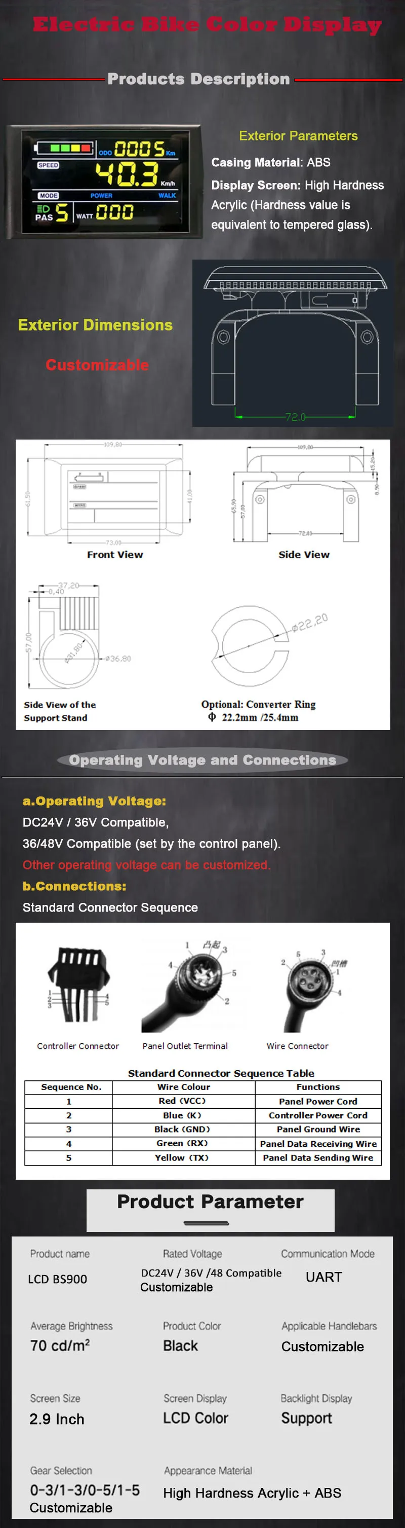 E-bike Display Lcd Touch Screen E-bike Lcd Display Electric Bicycle ...