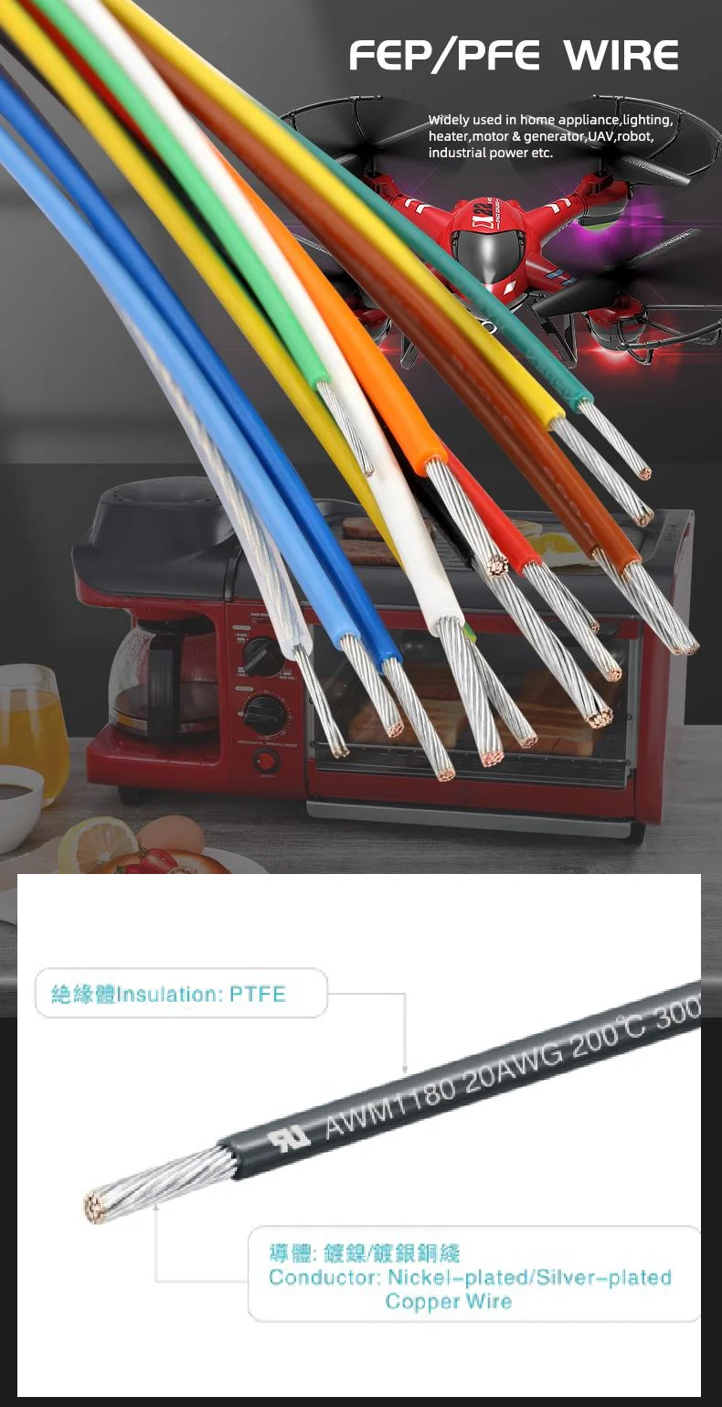 Ul1180 Awg10-32 Ptfe House Wiring Electrical Cable And Wire 300v 200c ...
