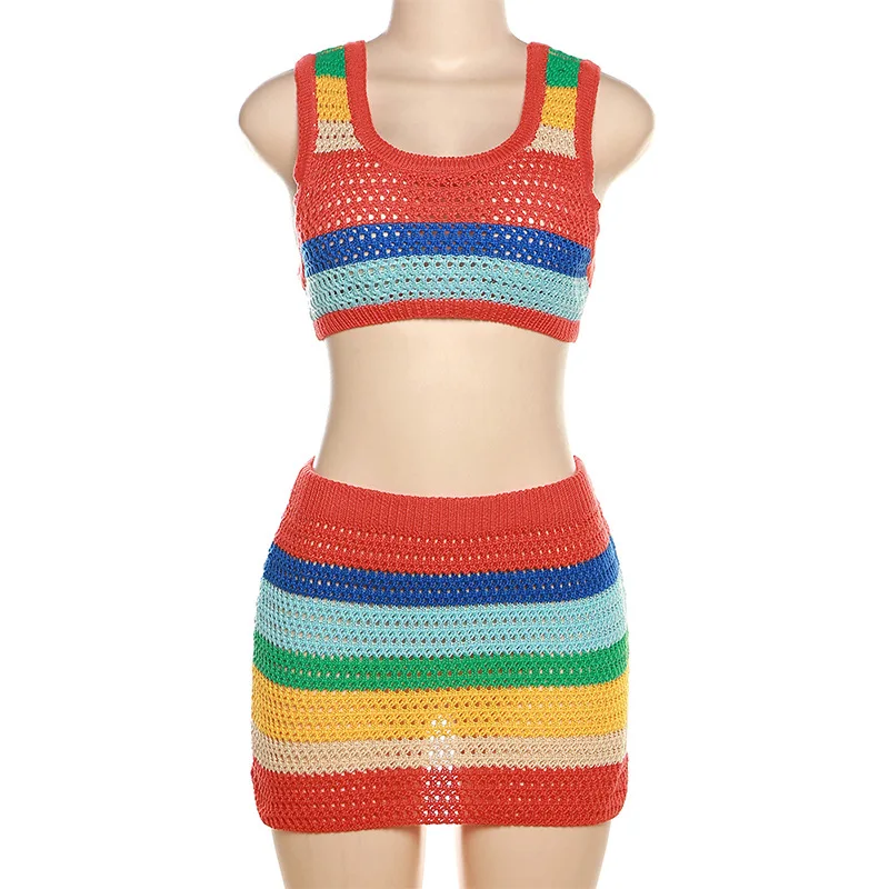 Summer New Womens Sexy Casual Knitted Slim Crop Top High Fanny Pack