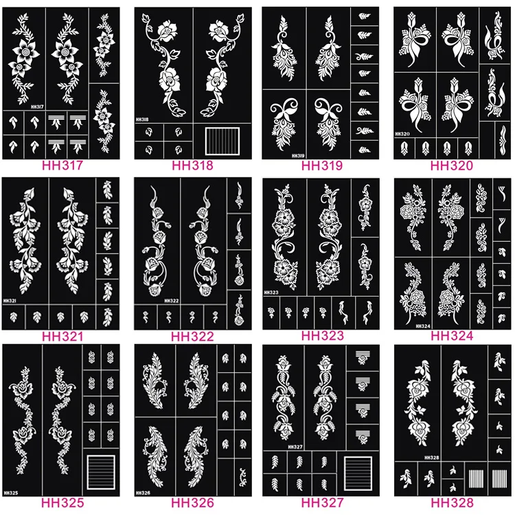 Sudanese Henna Stickers - Reusable Blooming Rose Tattoo Stencil