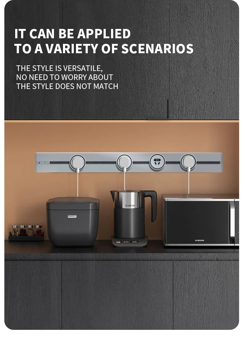 70MM Width Surface Mounted Smart Kitchen Office Rail Power Track System ...