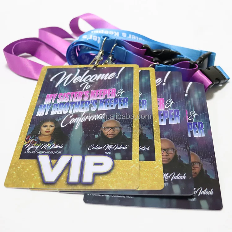 Custom Print VIP Laminated Name Badges Lanyards for Events