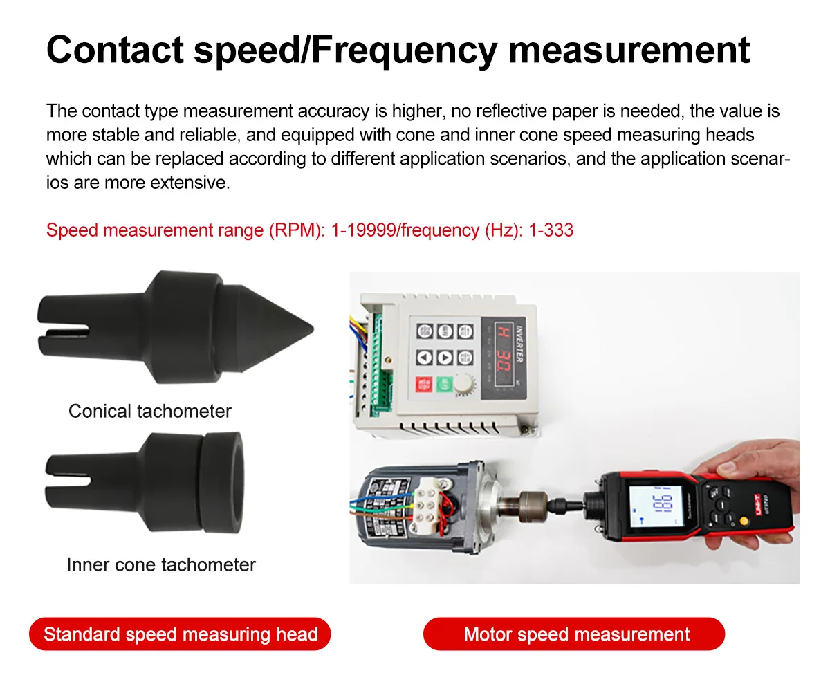 UNI-T UT372D Speed Tachometer - 2-in-1 Laser Tachometer