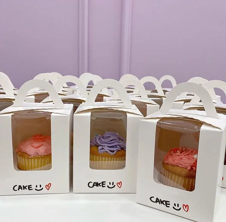 Wholesale Rectangular Design Window Cake Box White Paper Cupcake Box ...
