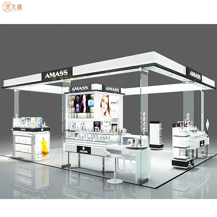 Perfect Cosmetics Kiosk Design High-end Stoving Varnish Glass Cosmetic ...