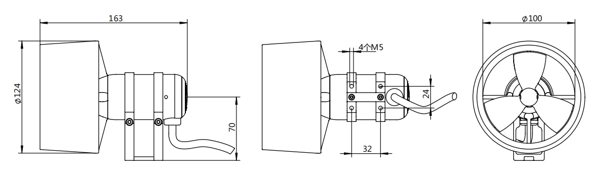ROV T100-120 Underwater Thruster - Reliable Submersible Motor for ROV ...