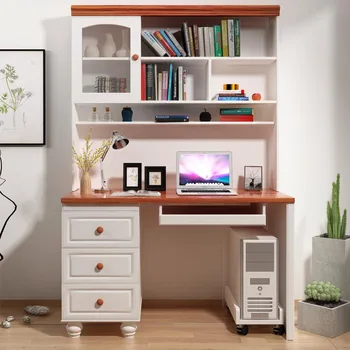 Desktop Computer Table Design With Bookshelf Study Cum Computer Table