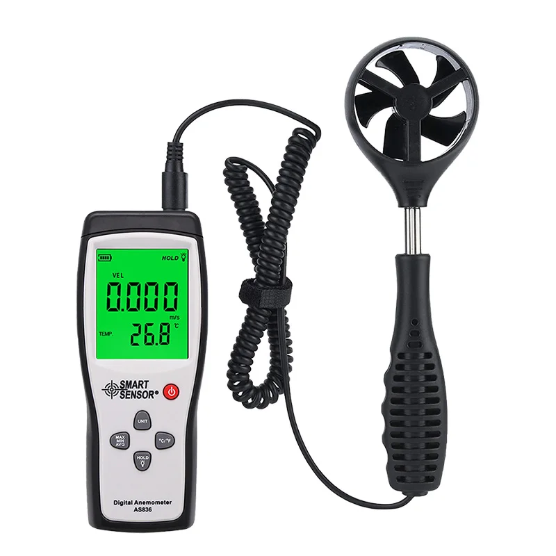 Digital air flow meter Smart sensor AS836 anemometer wind speed meter ...