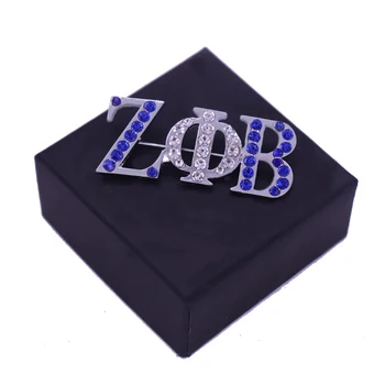 White Blue Rhinestone Crystal Greek Letter Sorority Fraternity Zeta Phi ...