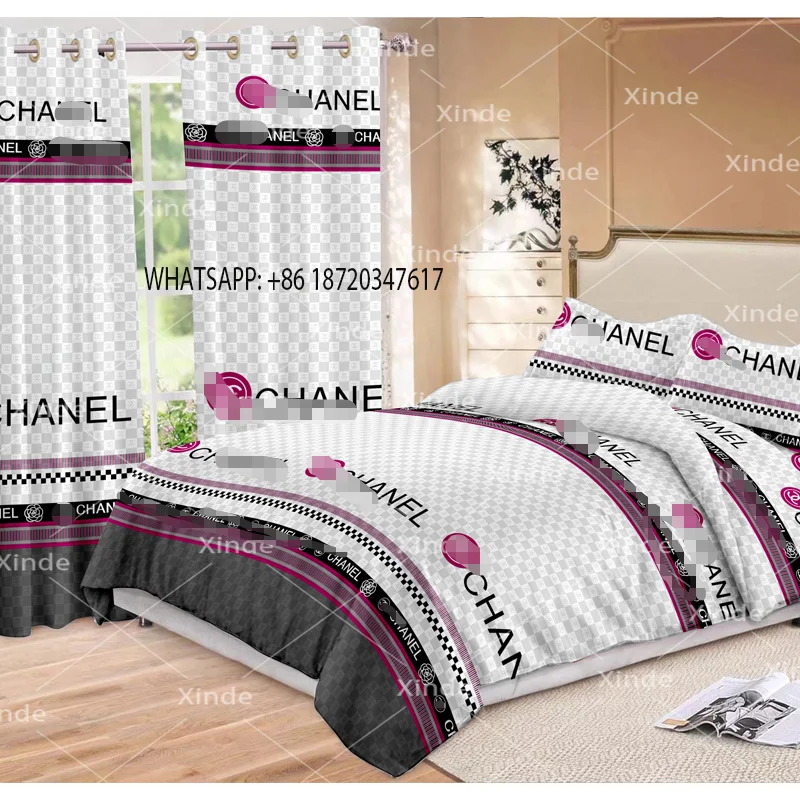 Customized 6 Pieces Designer Bedding Set With Matching Curtains King ...