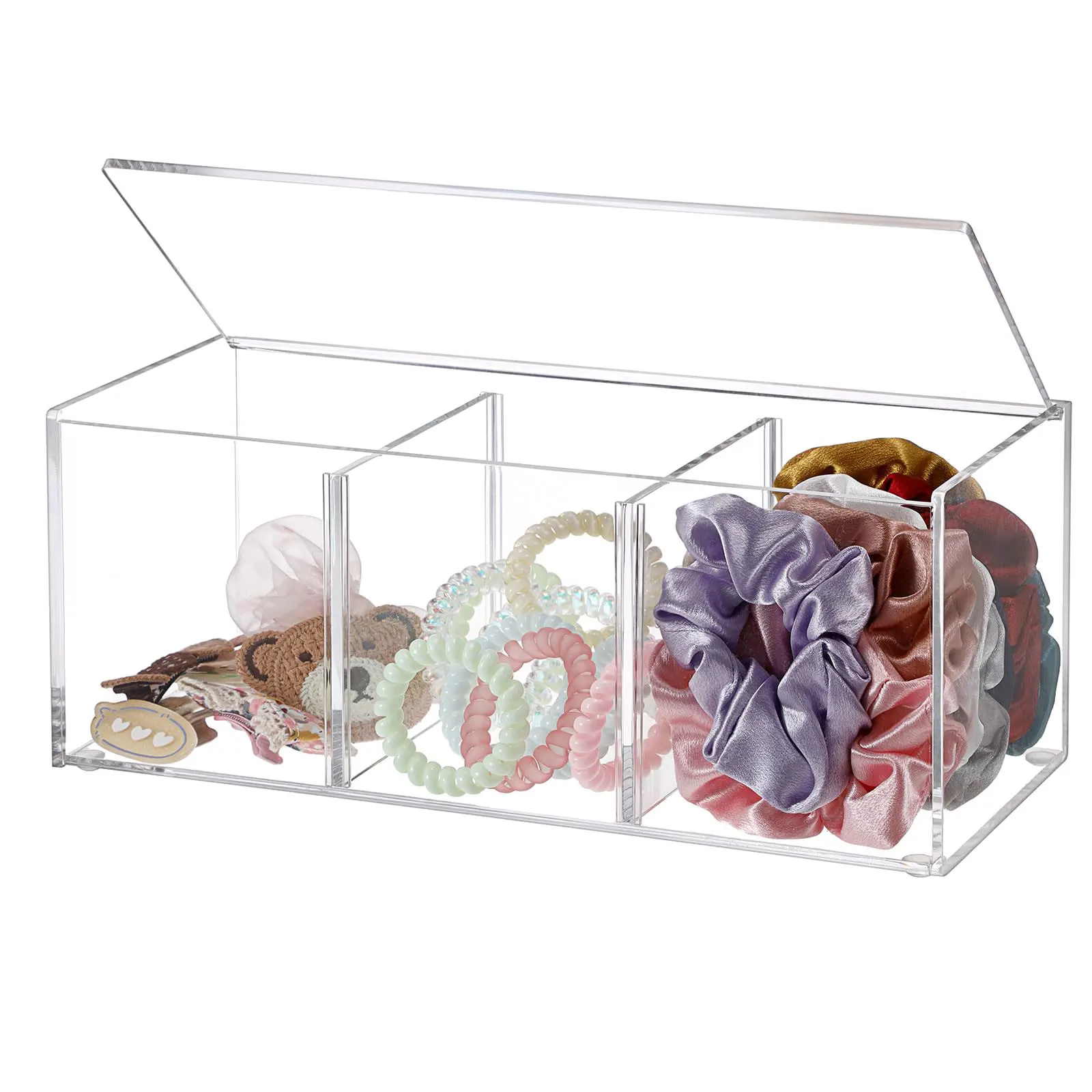 Custom Rectangle Clear Acrylic Divided Box Lucite Multi-purpose Desktop ...