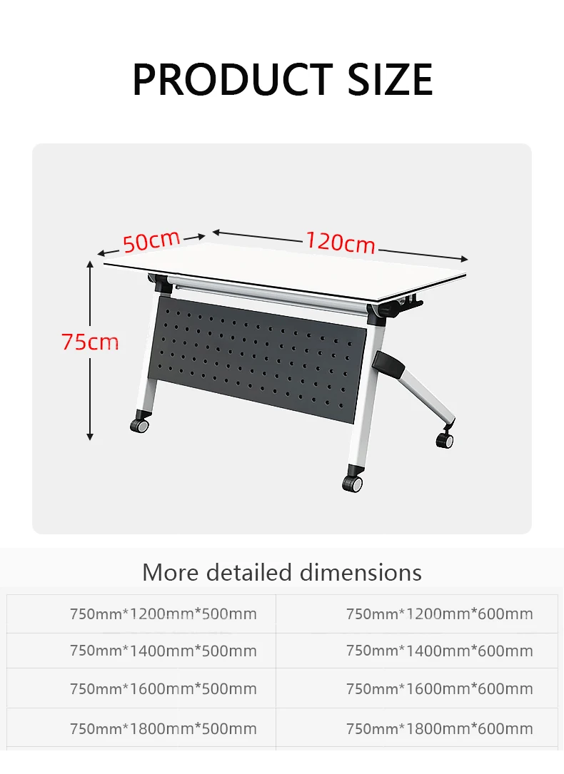 Movable Training Study Desk Tables With Wheels Office Room Stackable ...