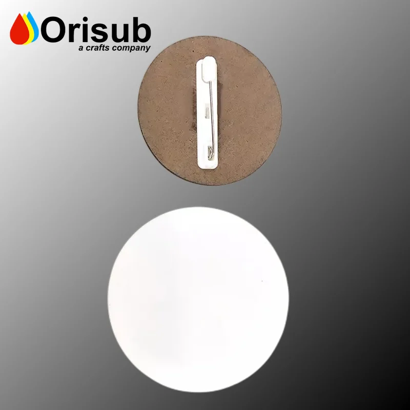 Personalized gloss white MDF round Name Badge blank hardboard ...