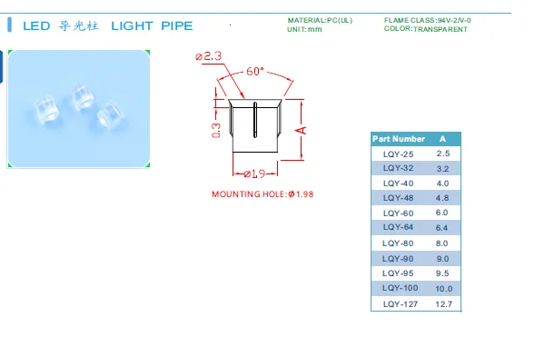 2mm PCB LED Light Guide Pipes - Efficient Lighting Solutions