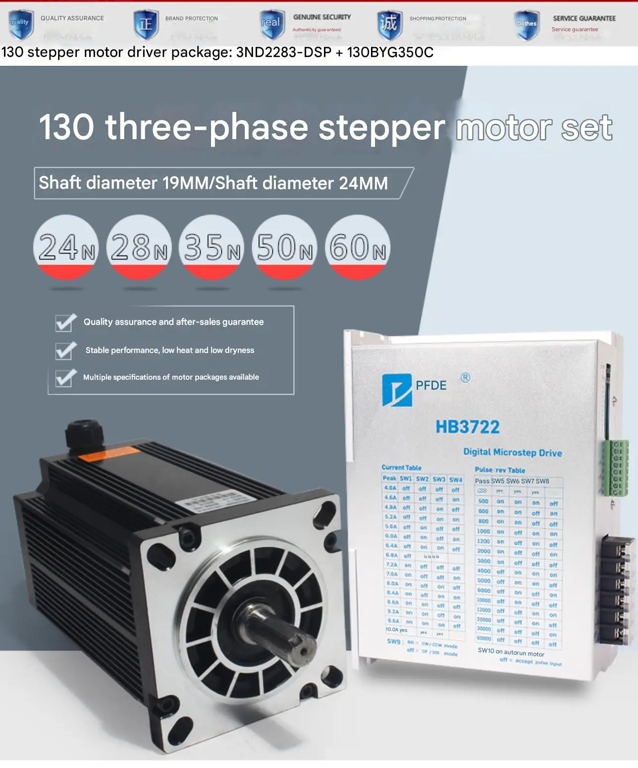 130 Three-phase Stepper Motor Set 35N High Torque 130BYG350C + 3ND2283 ...
