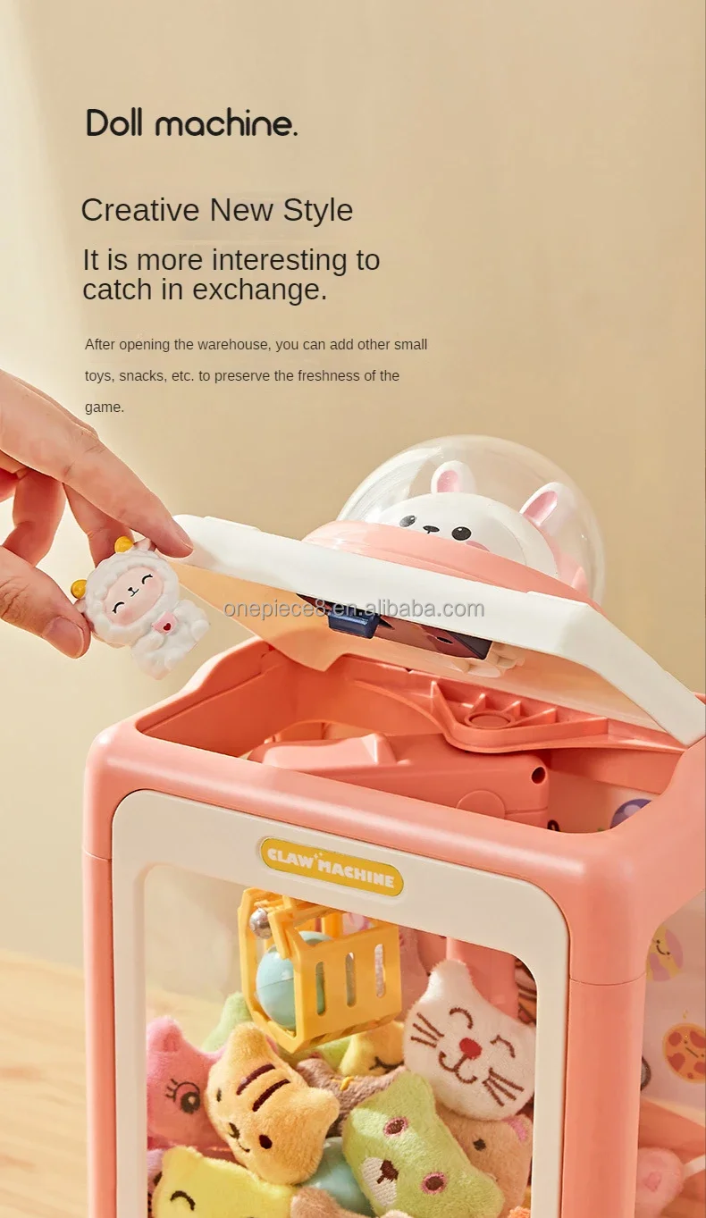Kids Diy Electric Claw Machine Girl Grab Mini Doll Clip Gashapon Music ...
