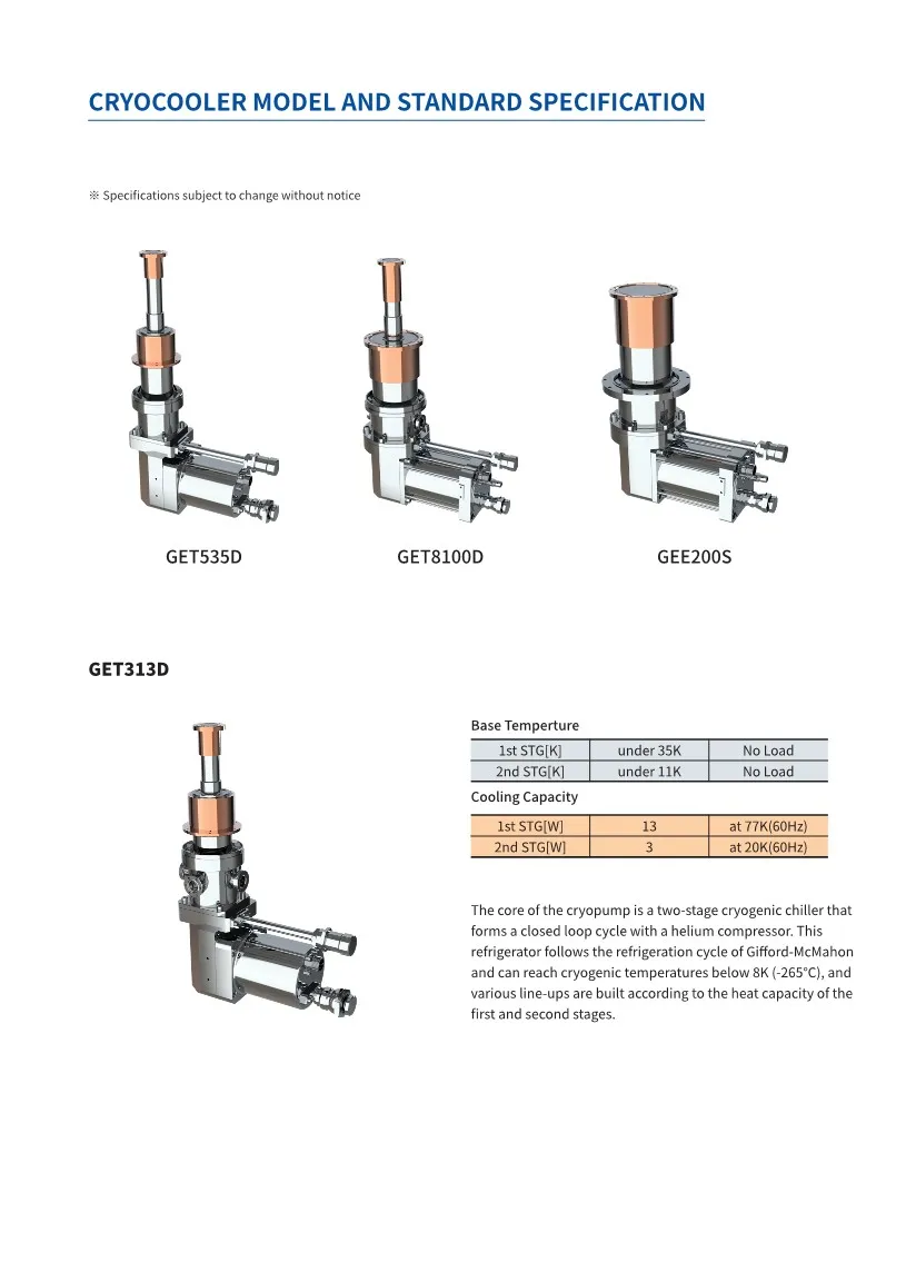 CRYOCOOLER - Gifford-Mcmahon Cooling to 8K Temperatures