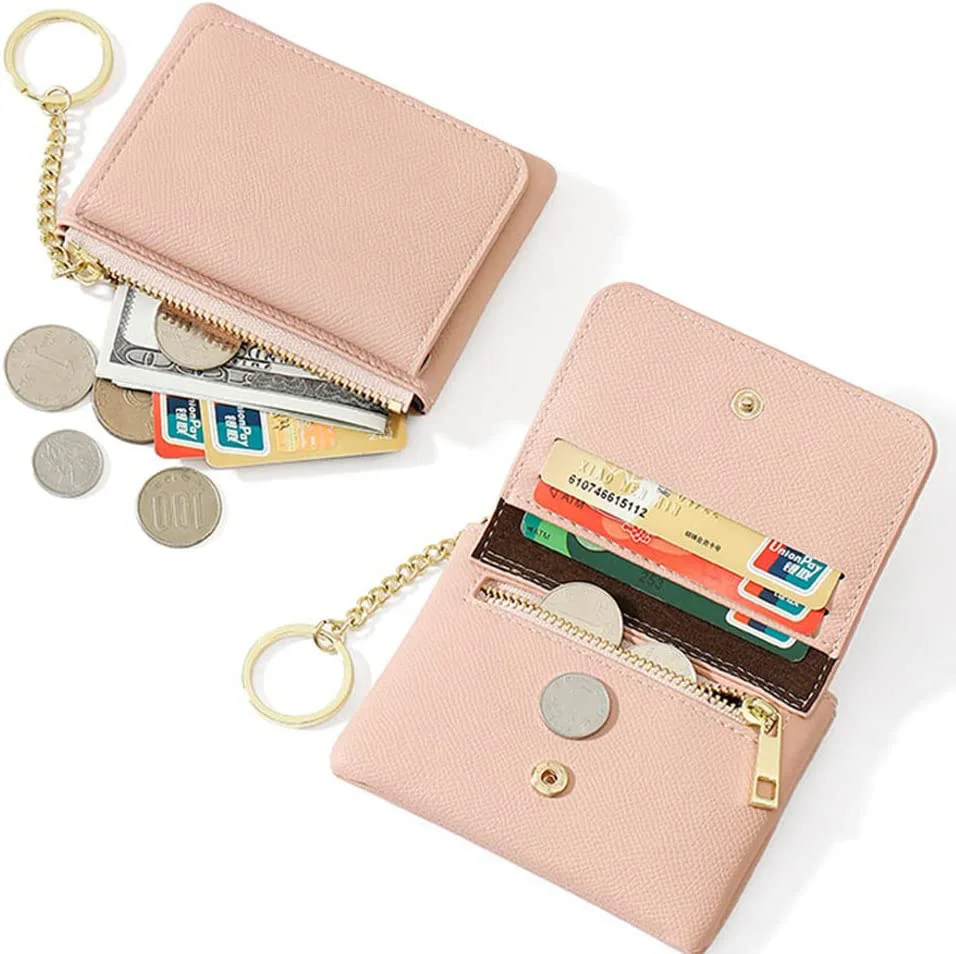 Hot Pink Custom Faux Leather Snap Debit Card Holders Women Cute Zipper ...