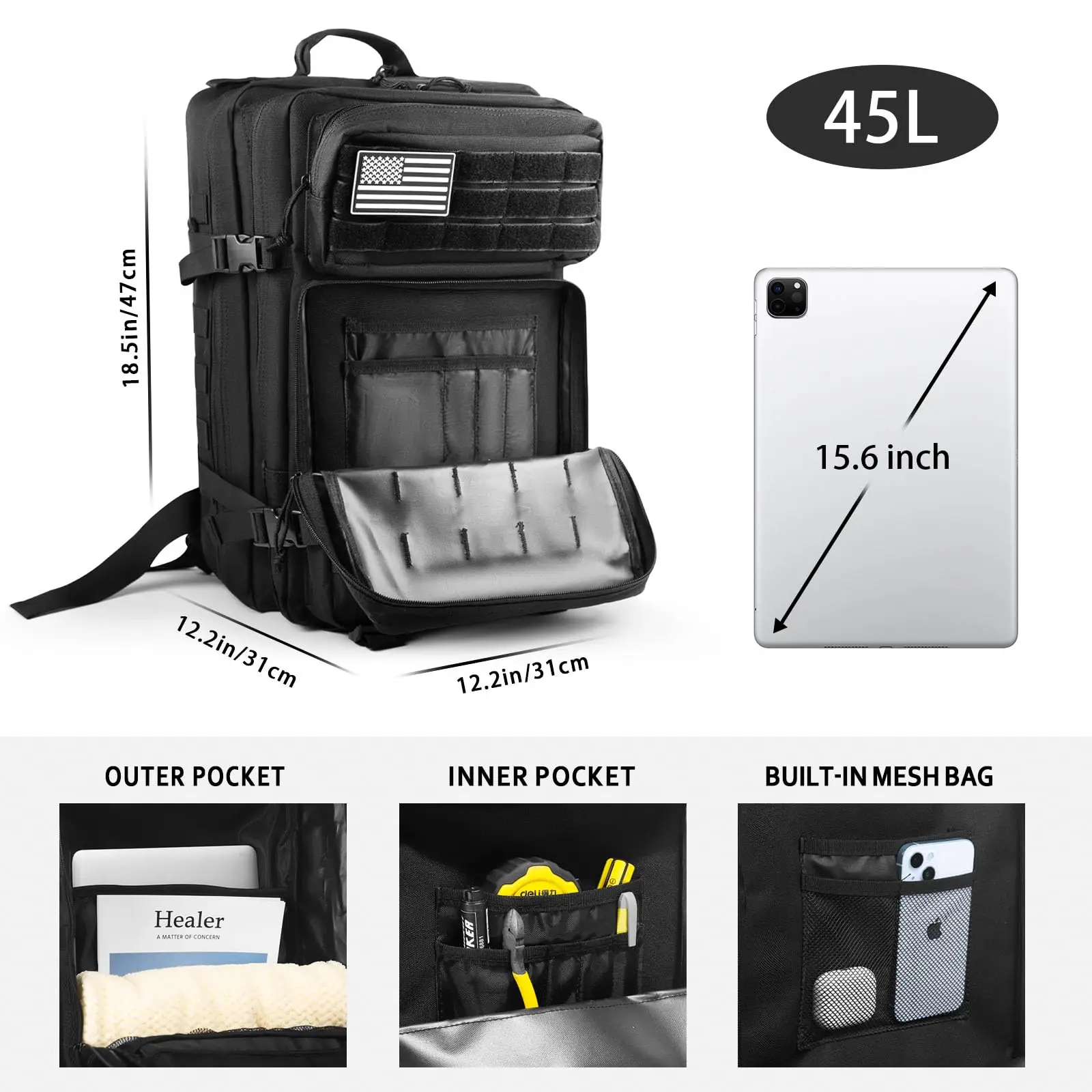 Factory Camouflage 45L Backpack GYM Hunting Backpack for Parches Mochilas Sports Pack Senderismo ...