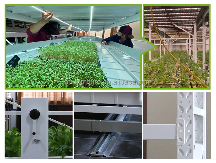 Customized Large Farming Sliding Mobile Vertical Grow Rack Flood Tray ...