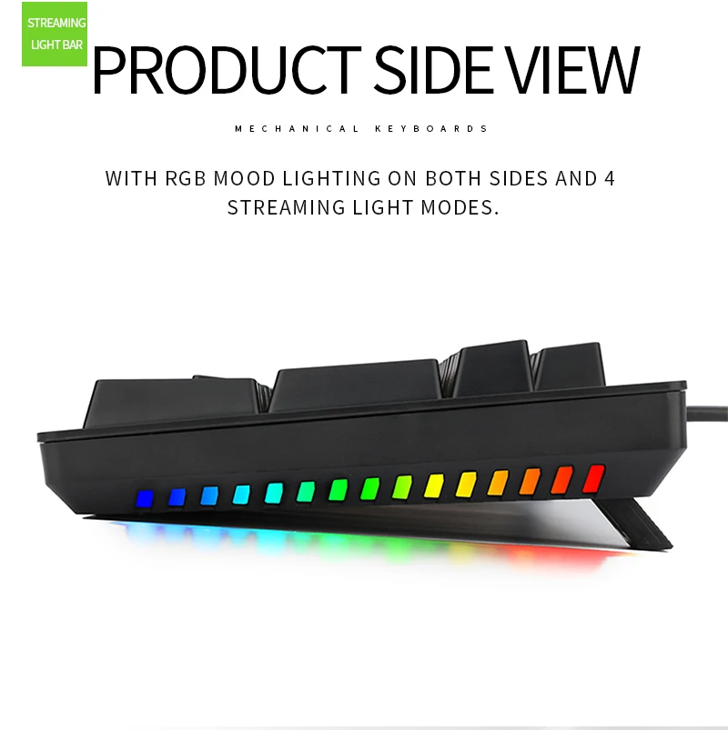 Black Gray Mechanical Keyboard Keyboard 87 Keys Waterproof Led Rgb ...