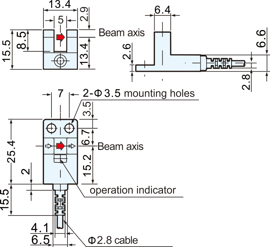 Huayifeng LU674 Optical Sensor | 5V-24V DC, 5mm Fork Design, NPN/PNP ...