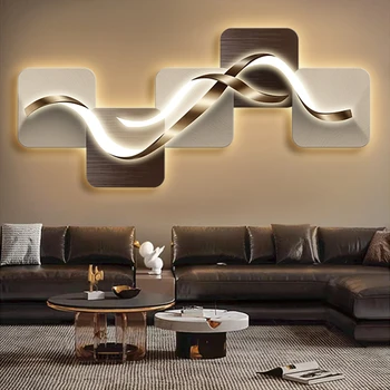 Modern Luxury Geometric Abstract Wall Art With Led Lights Simple Living ...