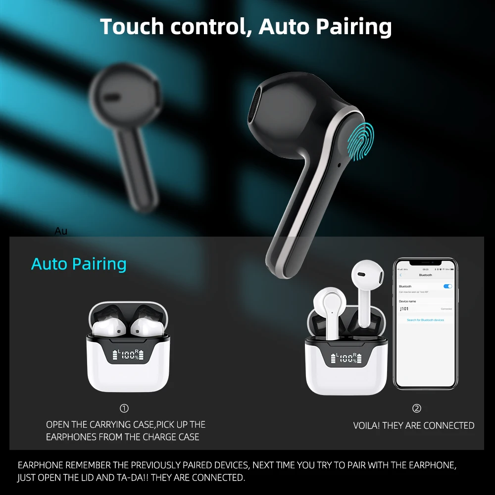 Custom Tws Wireless Earbuds Headset Dj In Ear Headphones Logo J101 Tws ...